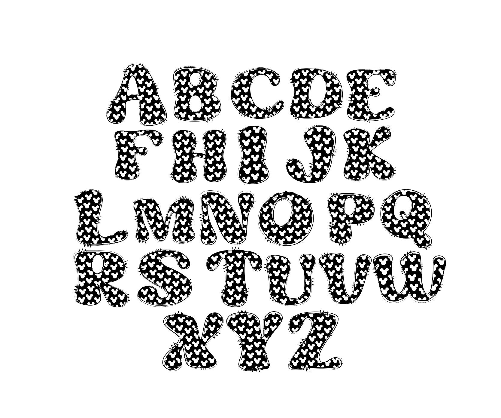 Mouse Alpha Doodle PNG, Alphabet Letters Bundle, Mickey Mouse, Mickey ...