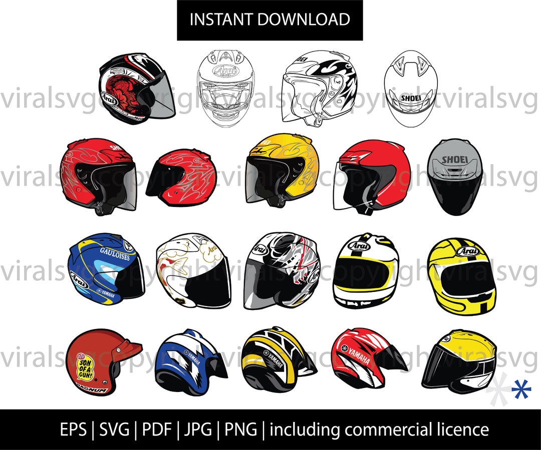 Bundle Motorcycle Helmet SVG, Motorbike Helmet Design, Racing Bike ...