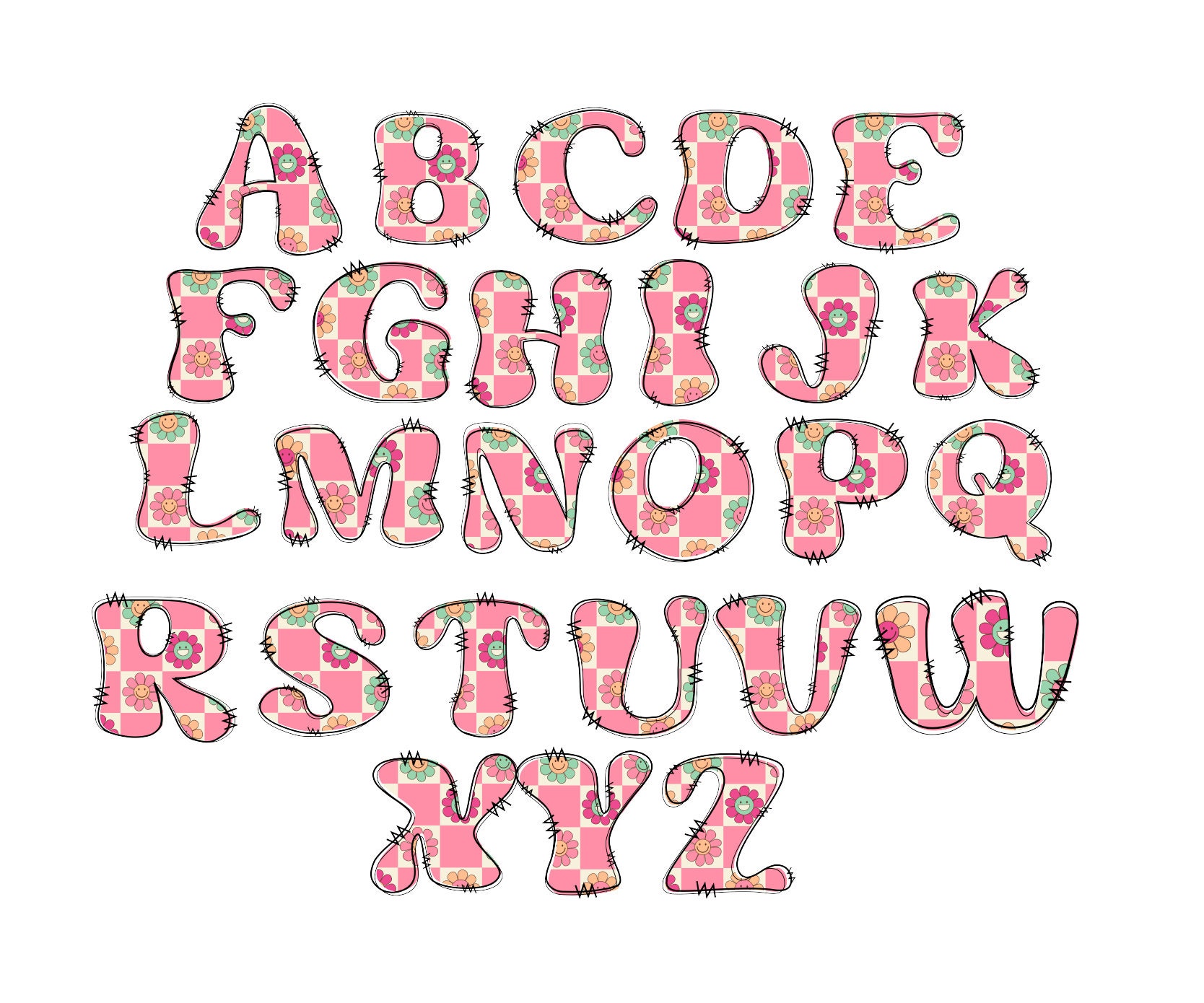 Groovy Alphabet PNG, Retro Alpha Doodle, Alpha Doodle PNG, Groovy Alpha ...