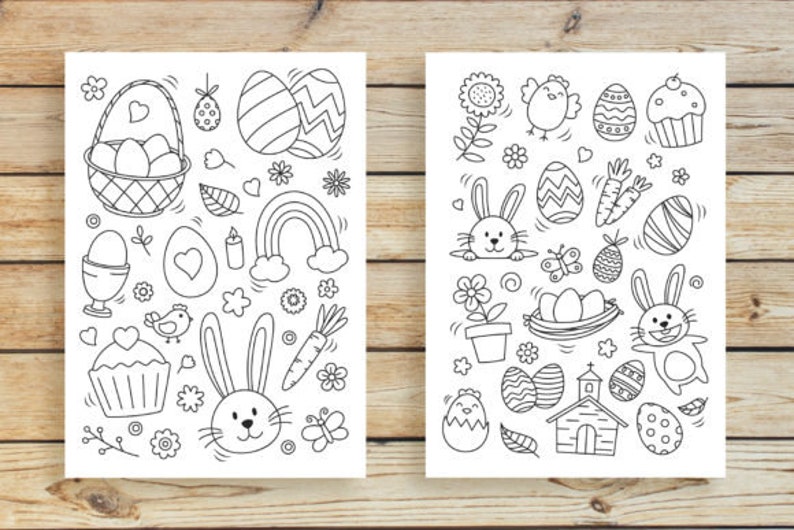Easter Doodles Printable Coloring Page - Etsy