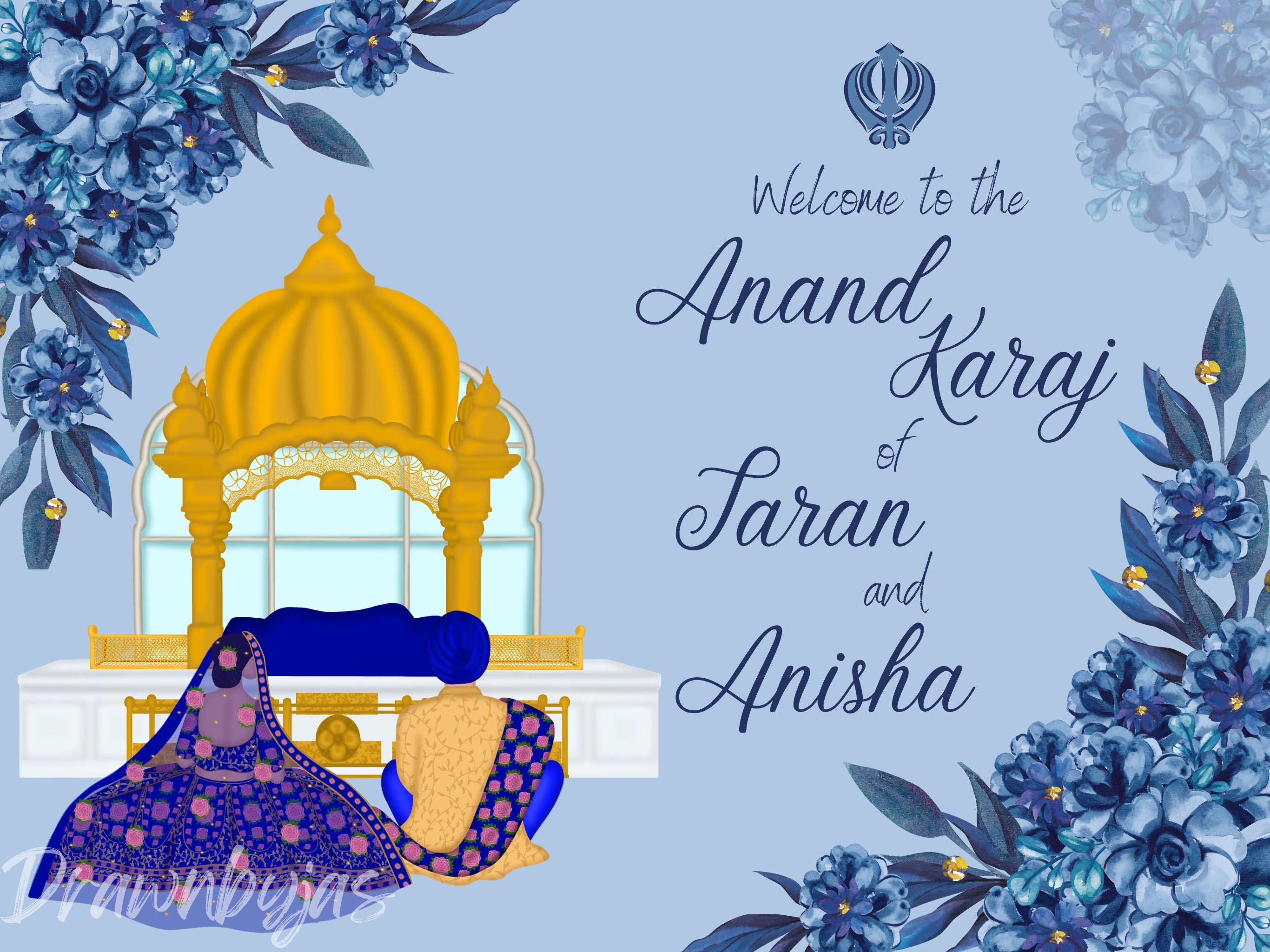 Anand Karaj Sign, Sikh Wedding Welcome Sign, Punjabi Wedding Welcome ...