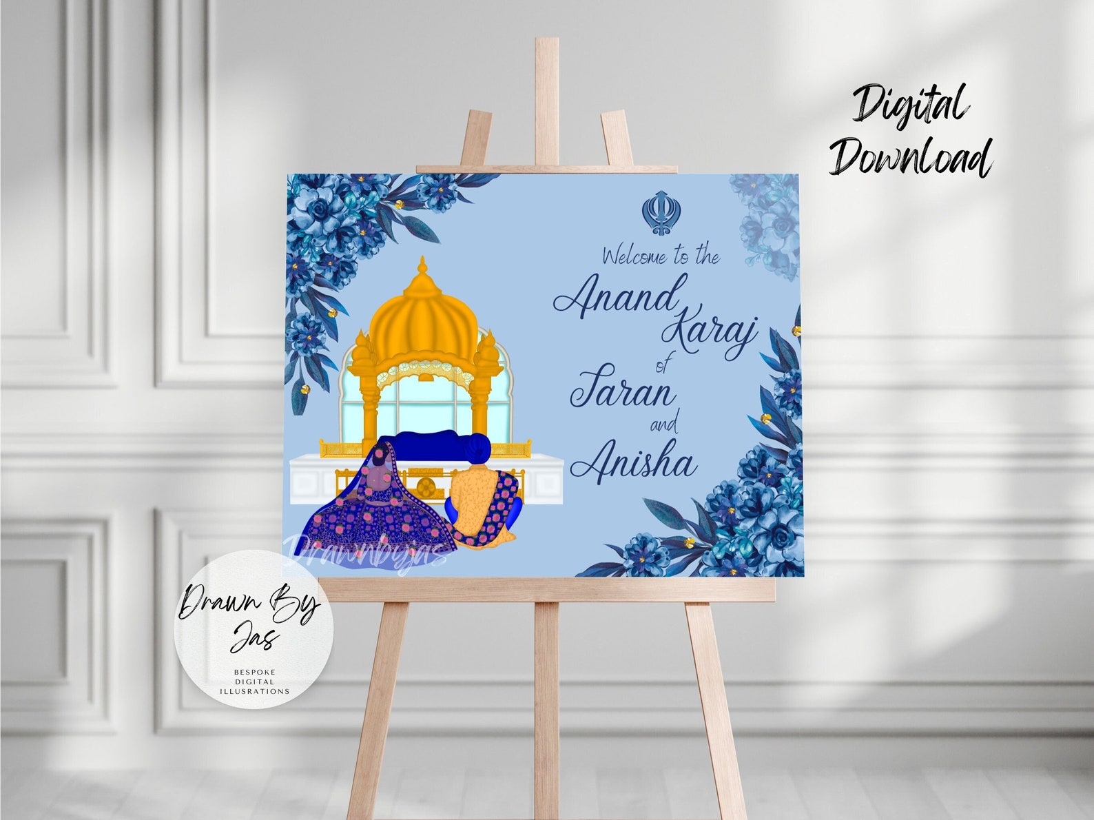 Anand Karaj Sign, Sikh Wedding Welcome Sign, Punjabi Wedding Welcome ...