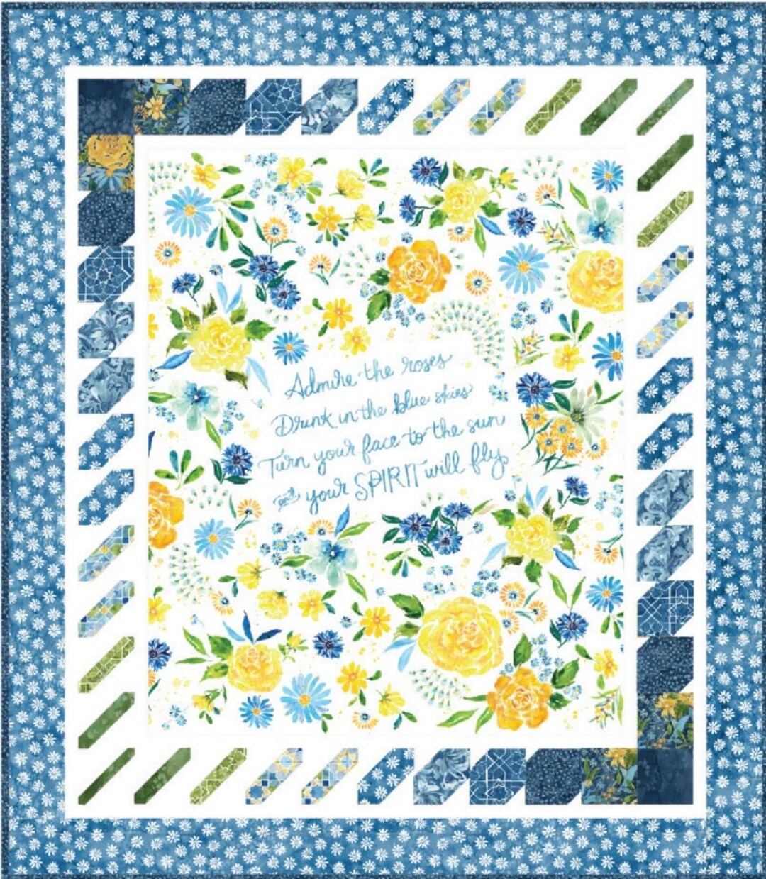 Garden Dreams Quilt Kit 54"x62" Featuring Sunshine and Blue Skies by ...