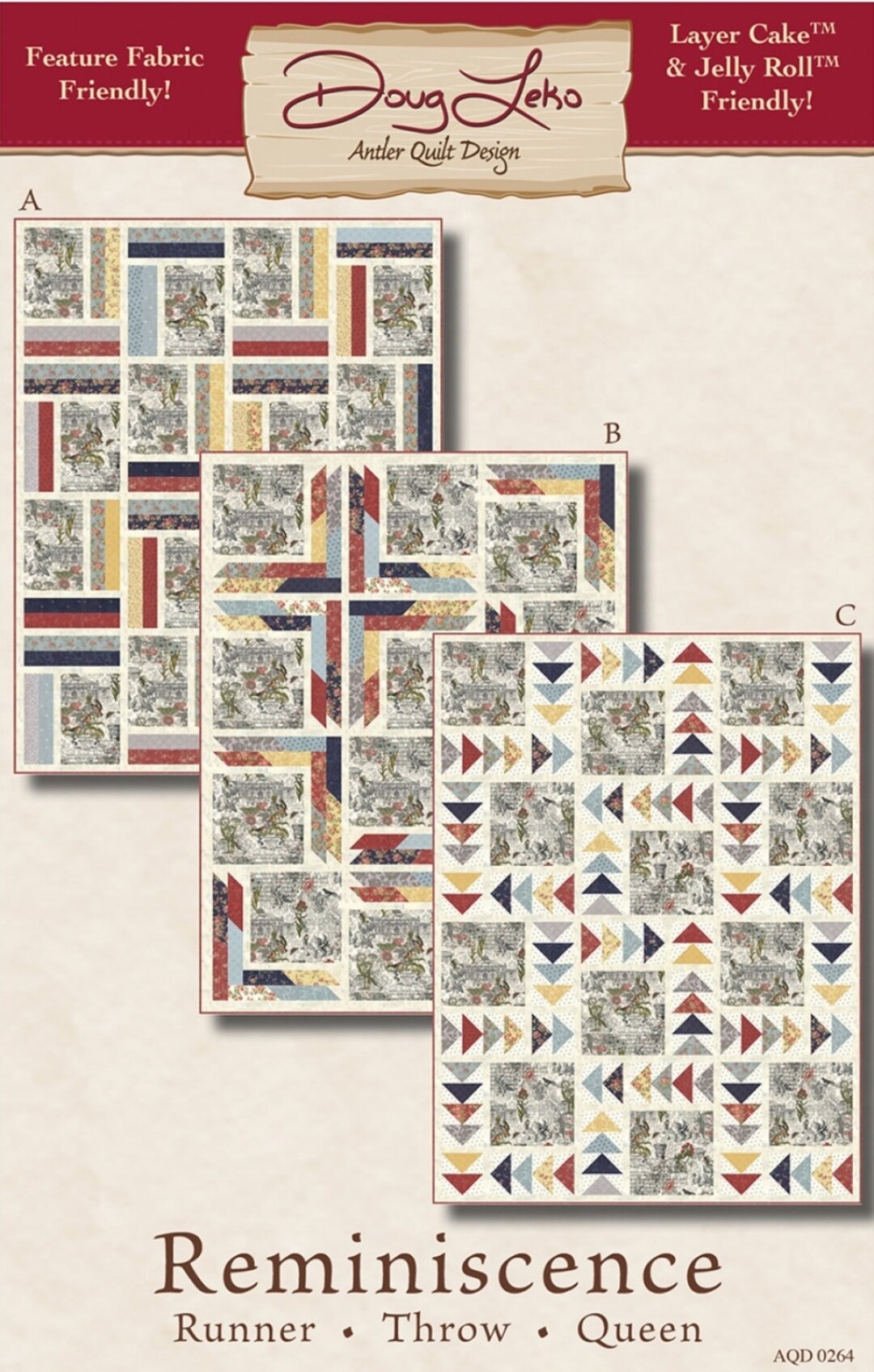 Reminiscence Quilt Pattern by Doug Leko for Antler Quilt Designs Includes Runner, Throw. & Queen ...