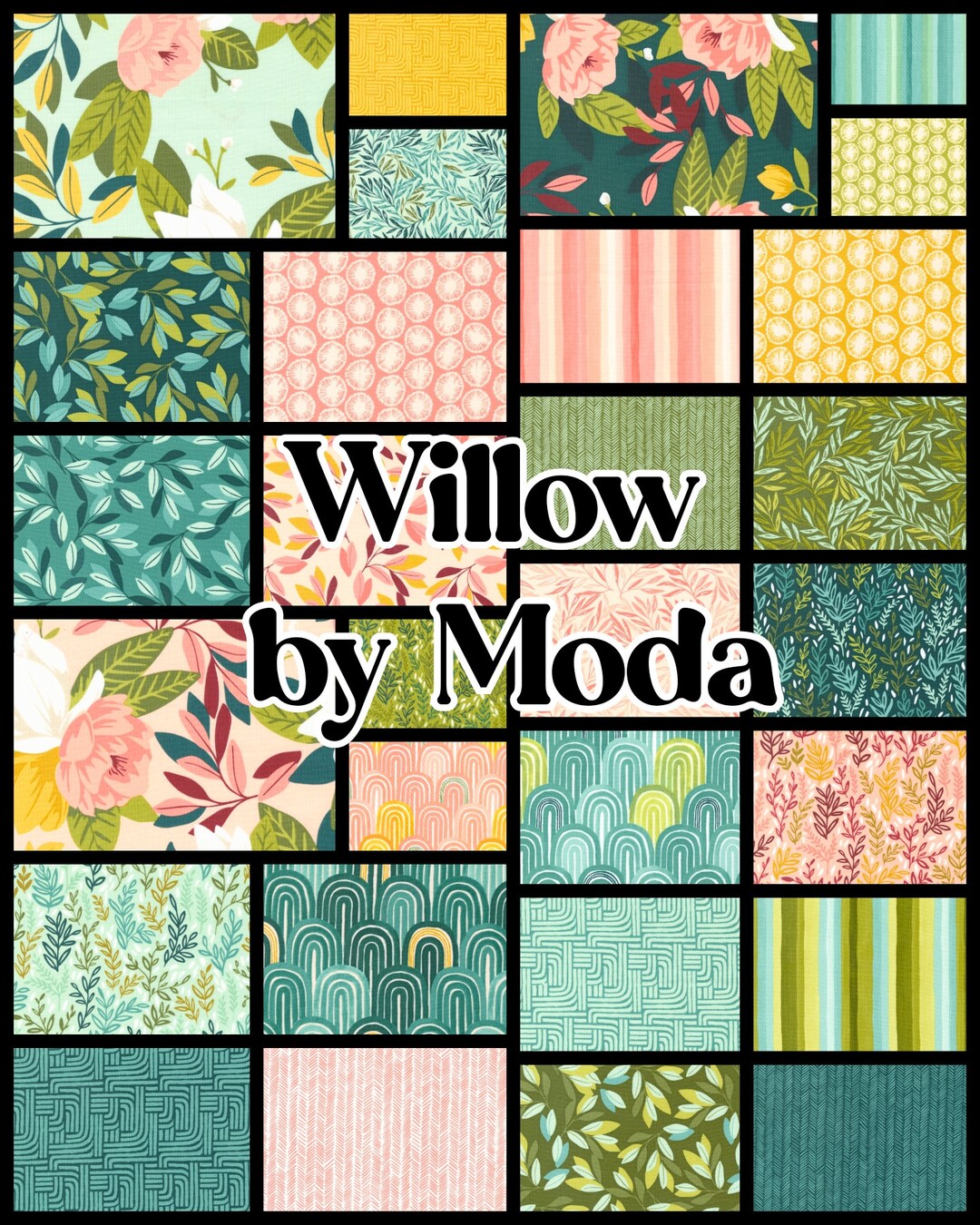 Willow Fat Quarter Bundle 29pcs by 1 Canoe 2 for Moda 36060AB, Floral Fabric, Modern Fabric ...