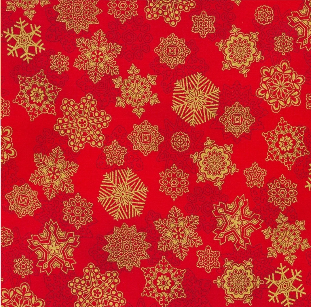 Holiday Flourish Snow Flower Snowflakes Crimson With Metallic ...