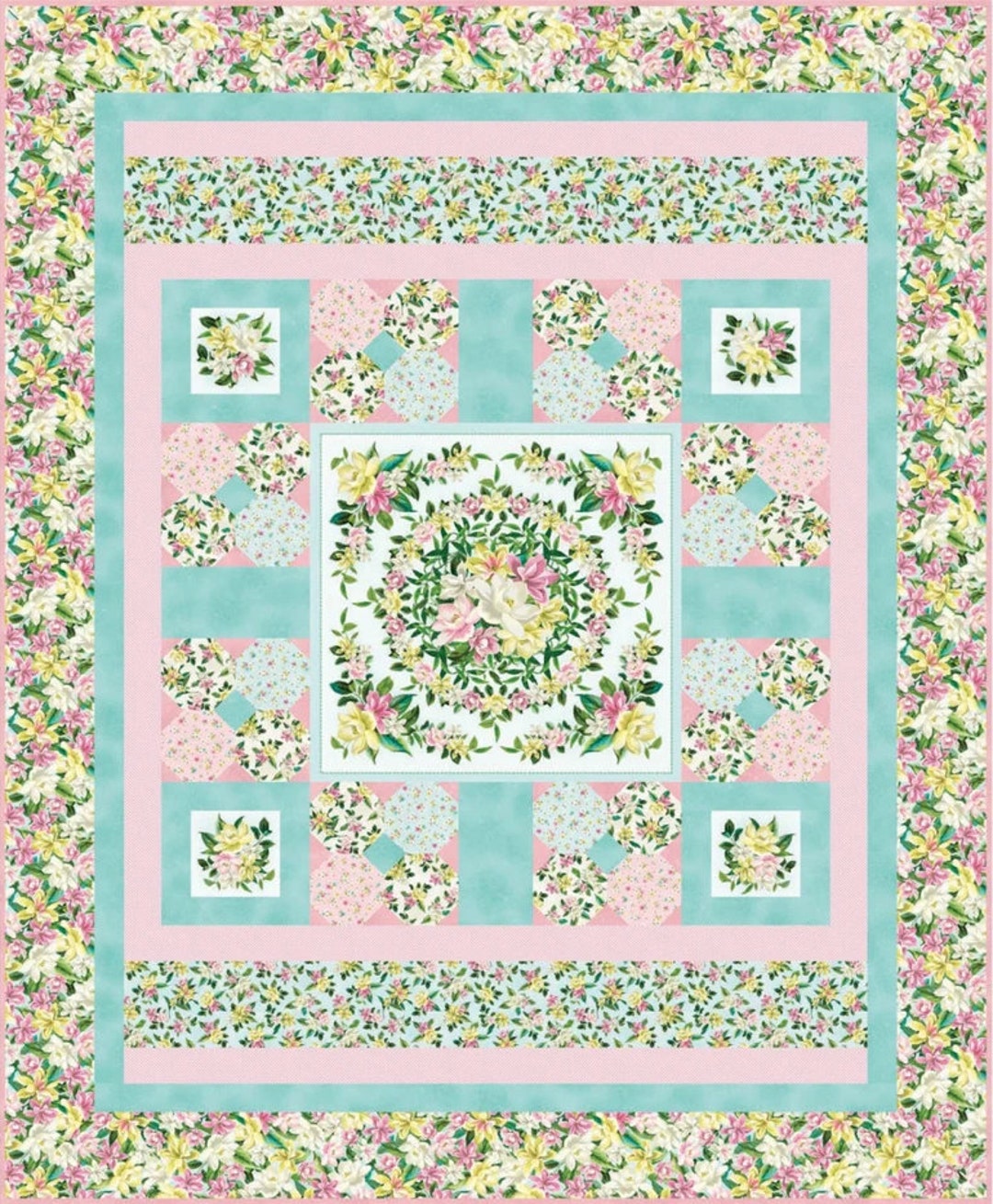Spring Snow Quilt Kit Featuring Lanai Fabric 66"x 83" From Maywood ...