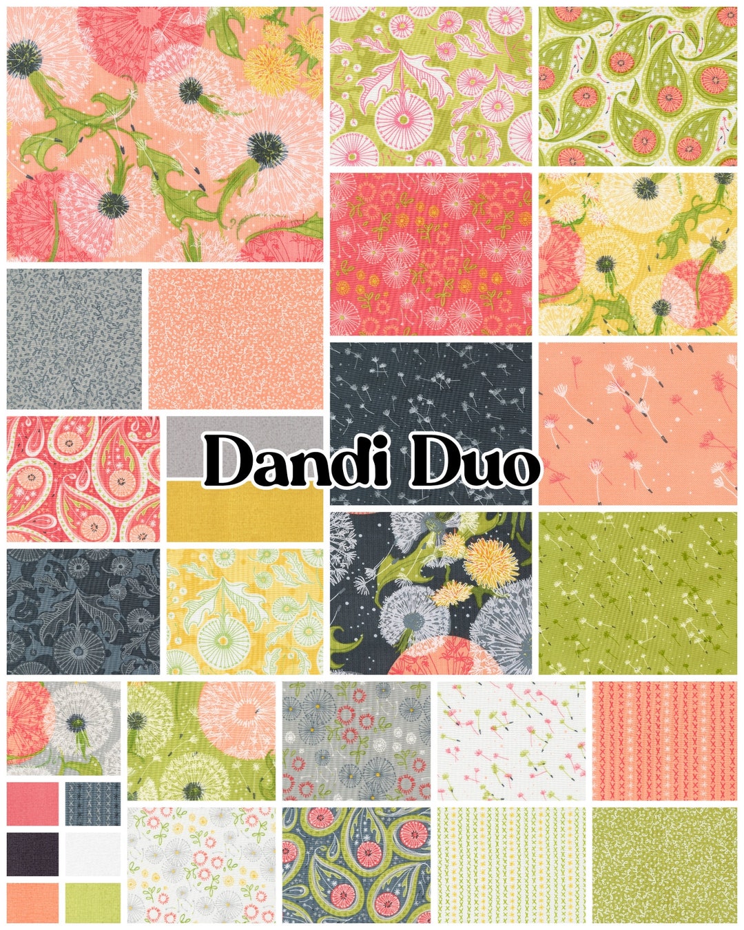 Dandi Duo Jelly Roll 40pcs by Robin Pickens for Moda 48750JR, Floral ...