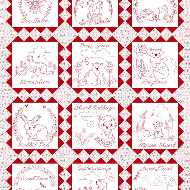 Redwork Fabric - Etsy