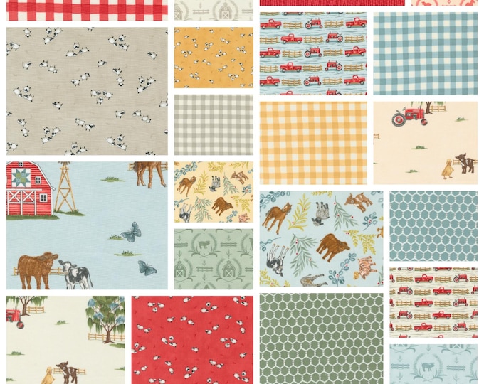 Willows Farm Charm Pack 42pcs by Deb Strain for Moda, Farm Fabric, Cow ...