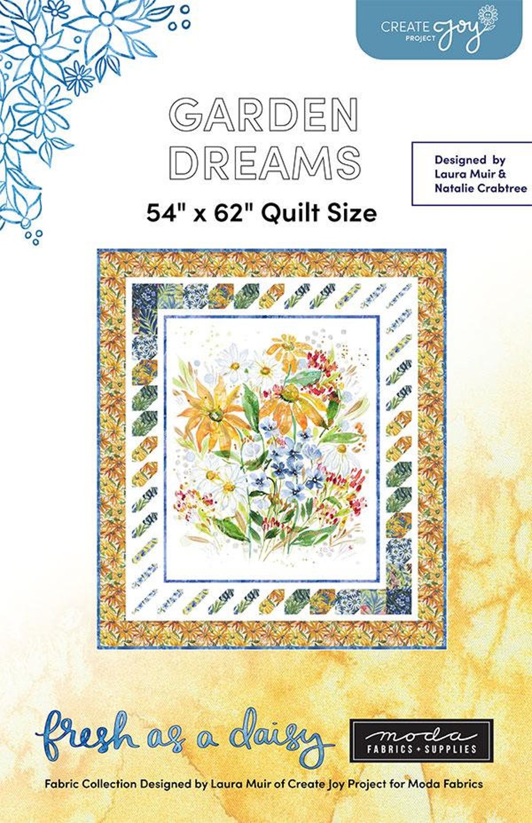 Garden Dreams Quilt Pattern 54"x62" Create Joy Project for Moda, Panel ...