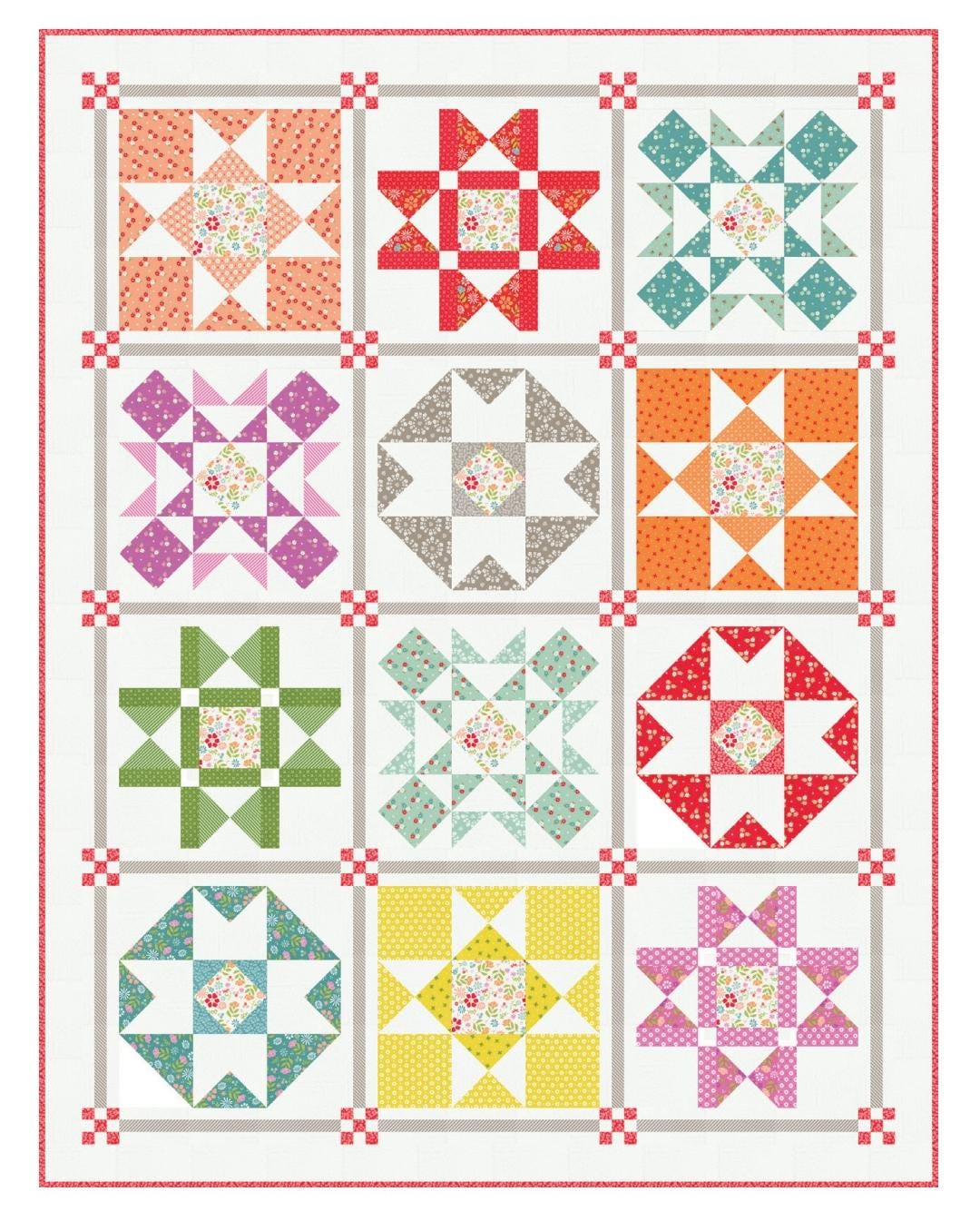 Laguna Sunrise Saltwater Sampler Quilt Kit 72.5"x93.5" by Sherri and ...