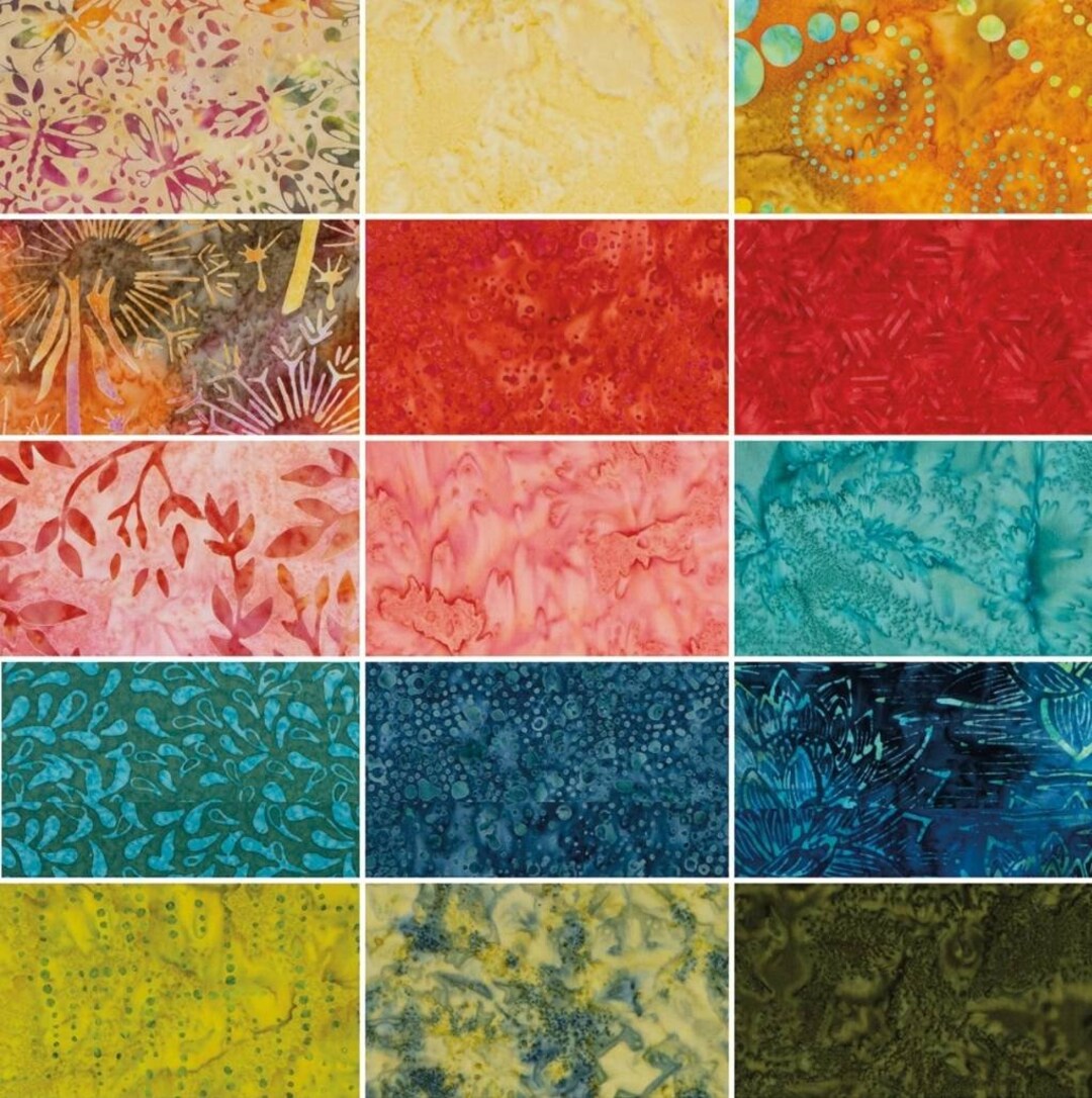Batiks Expressions Fat Quarter Bundle by Riley Blake 15pcs Mullti Color ...