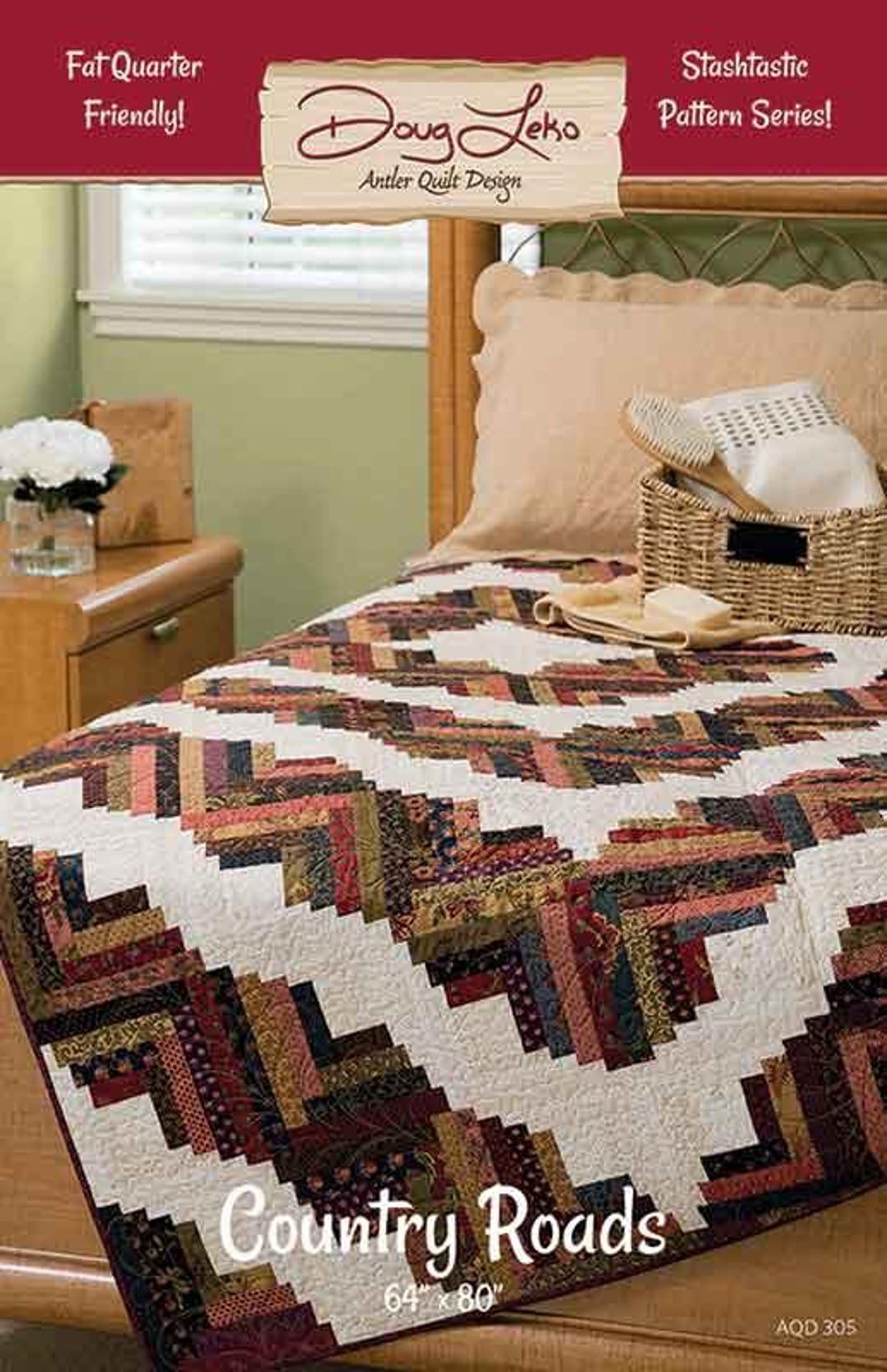 Country Roads Quilt Pattern 64"x80" by Doug Leko for Antler Quilt Designs, Log Cabin Quilt, Fat ...