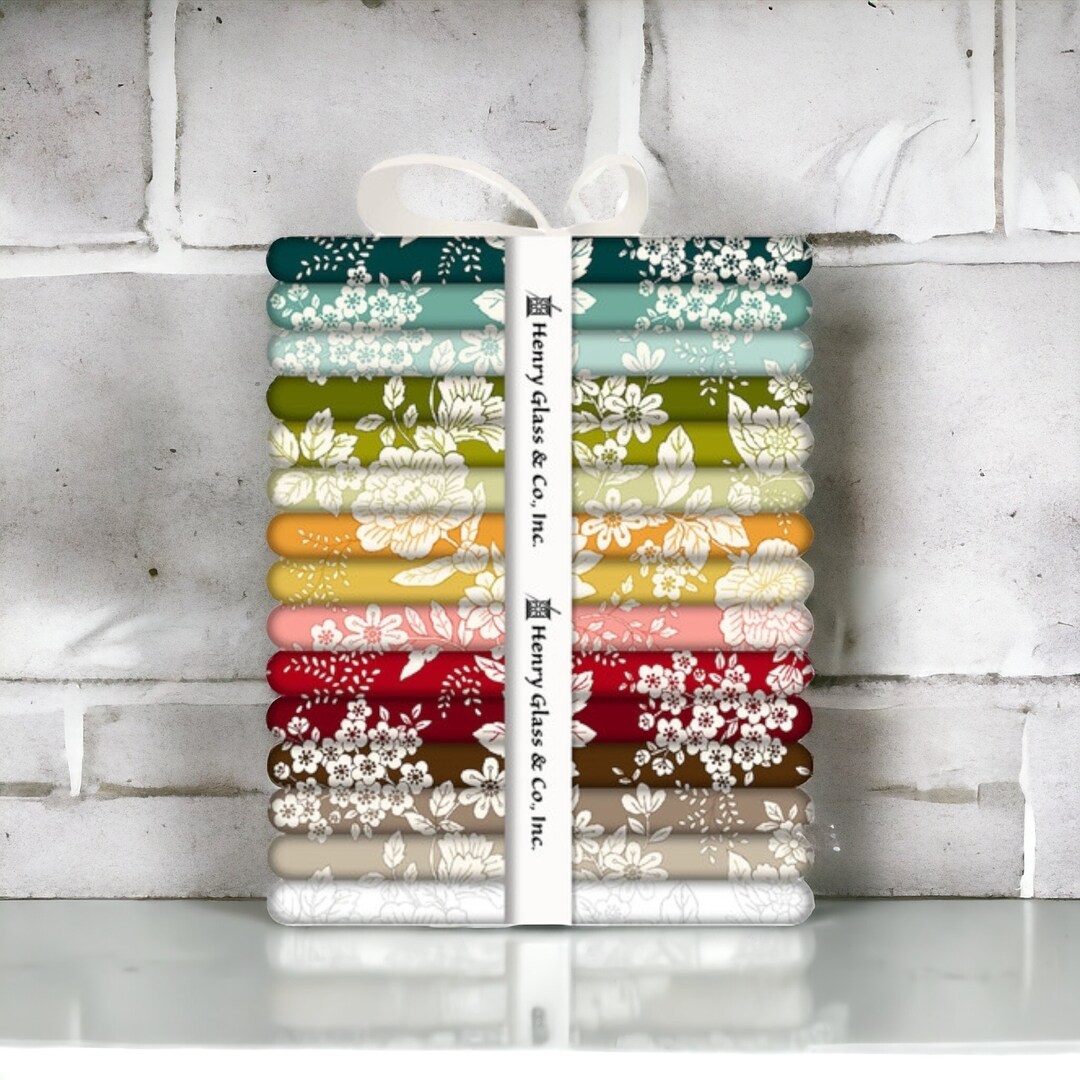 Tranquility Fat Quarter Bundle 15pcs by Kim Diehl for Henry Glass, Floral Fabric, Rainbow Fabric ...