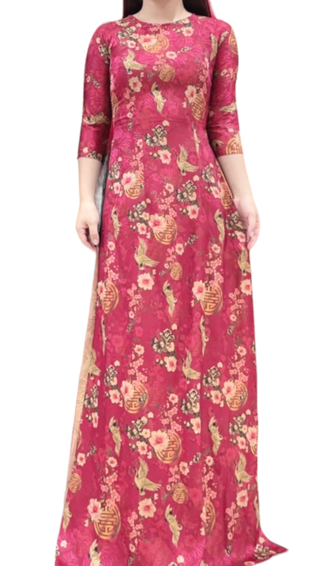 Pre Made Áo Dài Truyen Thong Gam Thai Tuan Vietnamese Traditional Not ...