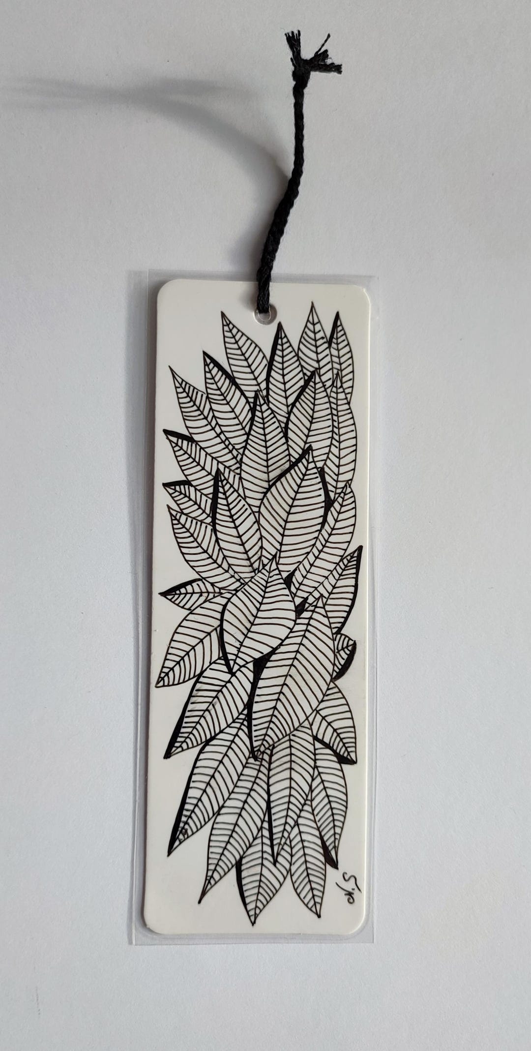 Foliage Bookmark, Fine-point Drawing, Black and White, Handmade, Nature ...