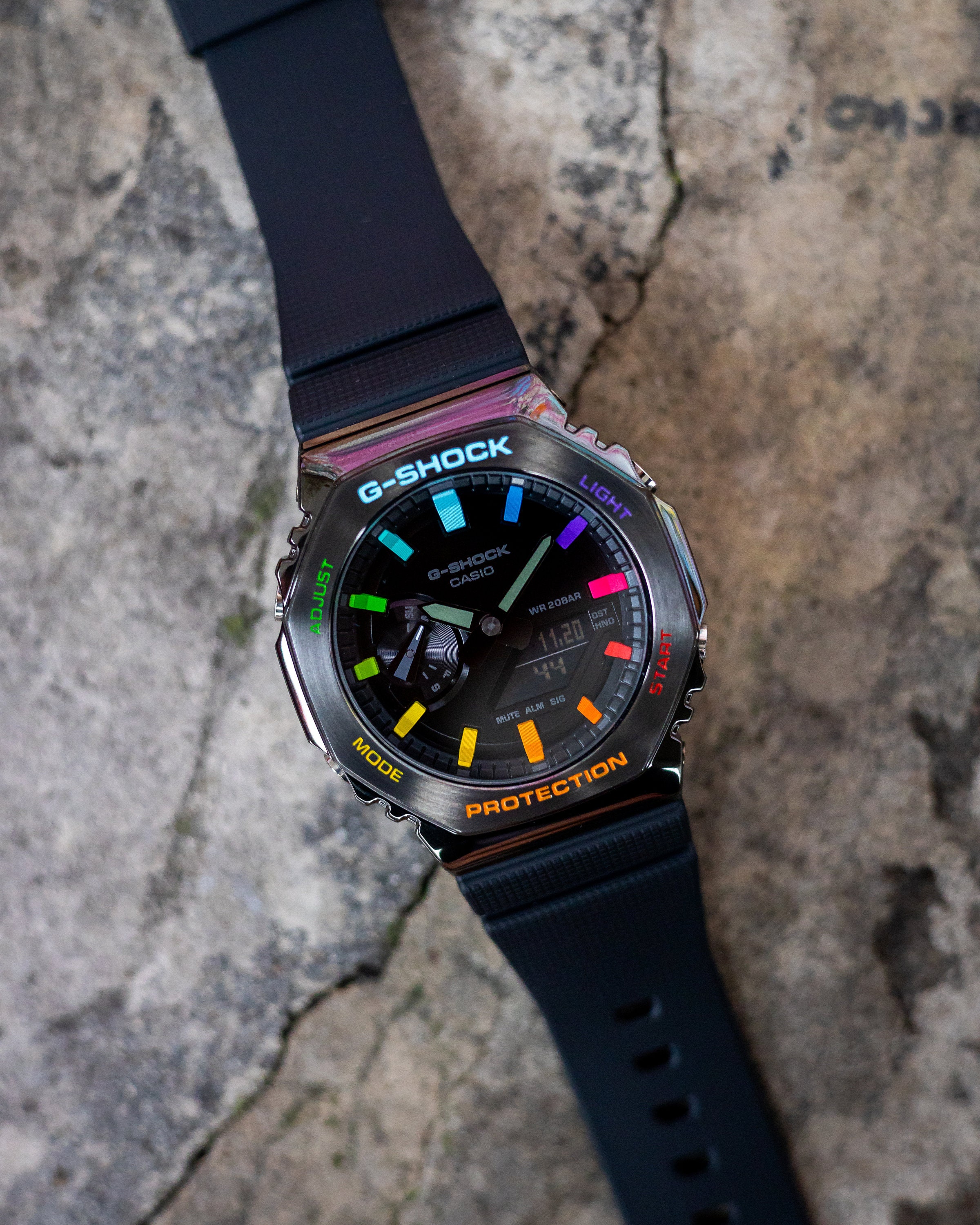 Casio G-shock Black Steel Rainbow Casioak Watch GM-2100 Personalized ...