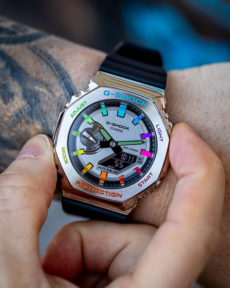 Casio G Shock Steel Rainbow - High Quality Casioak Mod - Hand Painted ...