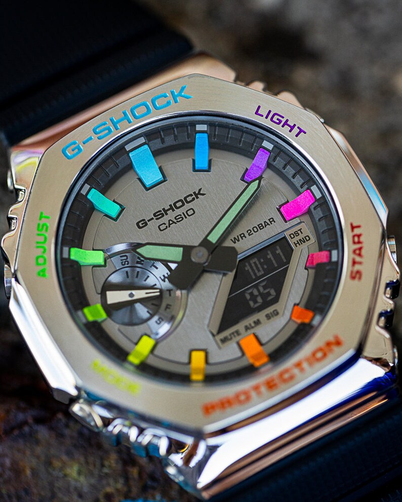 Casio G Shock Steel Rainbow - High Quality Casioak Mod - Hand Painted ...