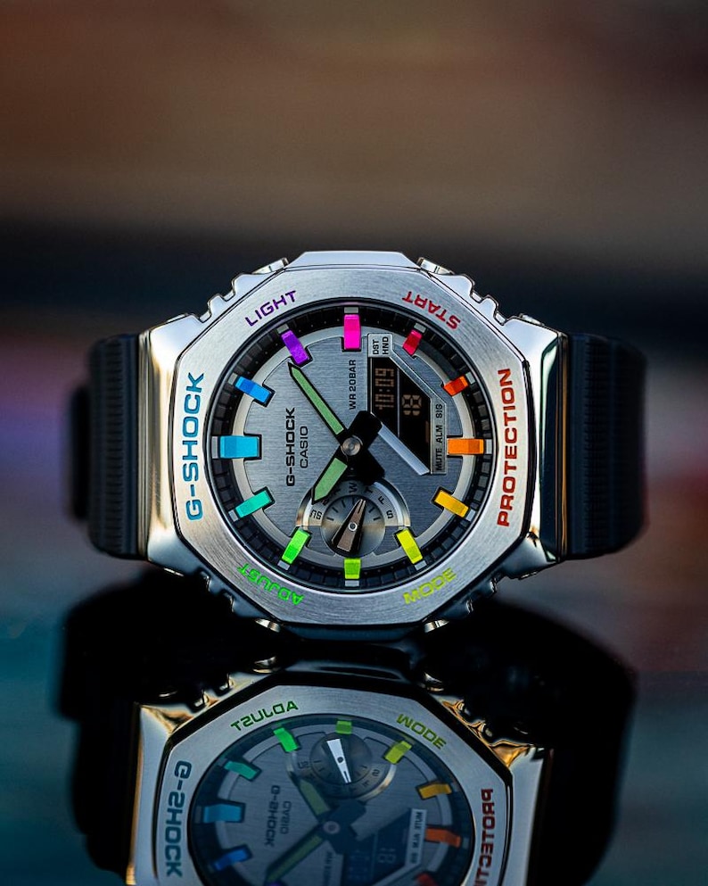 Casio G Shock Steel Rainbow - High Quality Casioak Mod - Hand Painted ...