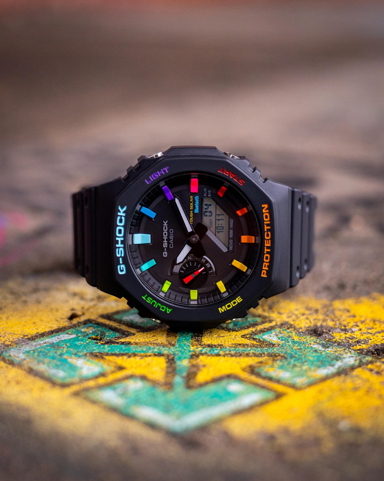 Casio Mod Gshock GA-B2100 Black & Rainbow - High-quality Casioak Mod ...