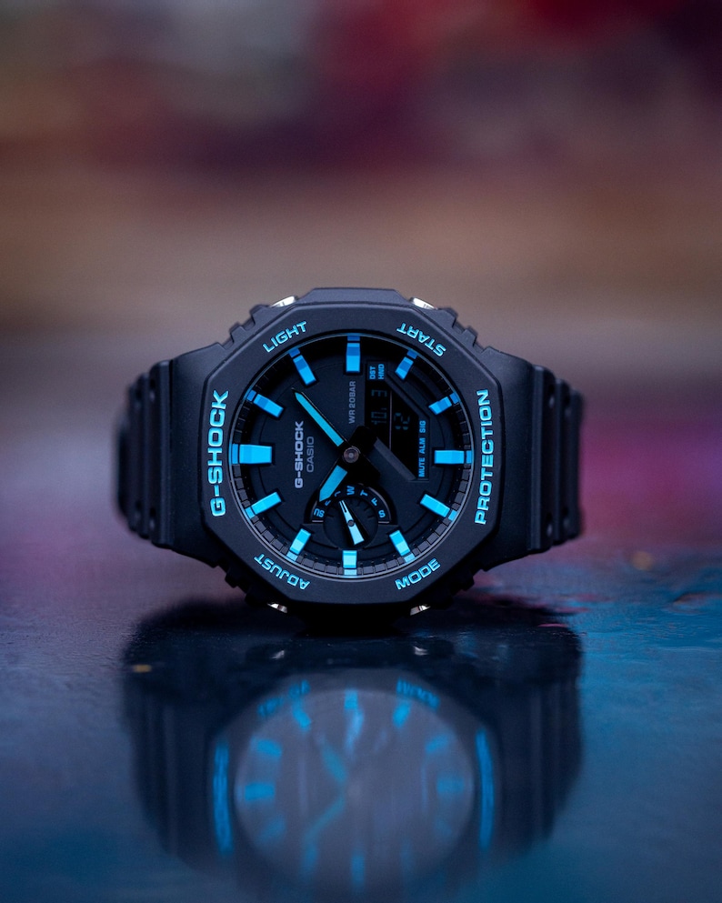 Casio G Shock Black Blue - Casioak Mod Ga2100 - Wrist Watch - One Year ...