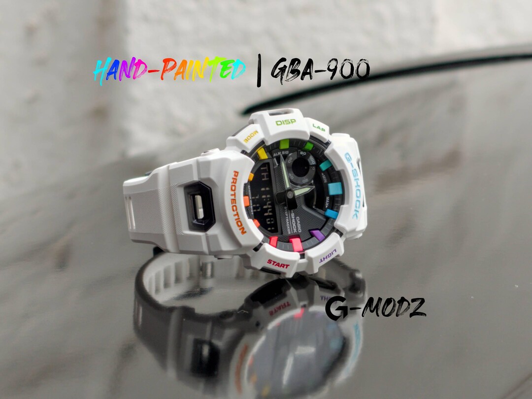 Bespoke Hand-painted G-SHOCK GBA-900 G-SQUAD – Rainbow | Artist Casioak ...