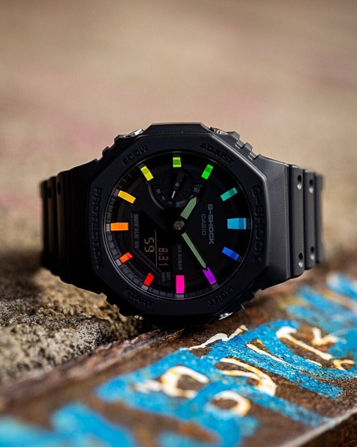 Casio Mod Custom Gshock GA2100 Black & Rainbow - High-quality Casioak ...