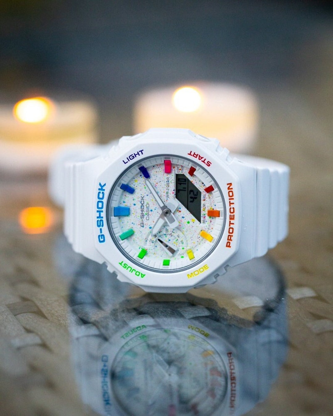 Casio G-shock Casioak Rainbow Splash White GMA-S2100 G-modz High ...