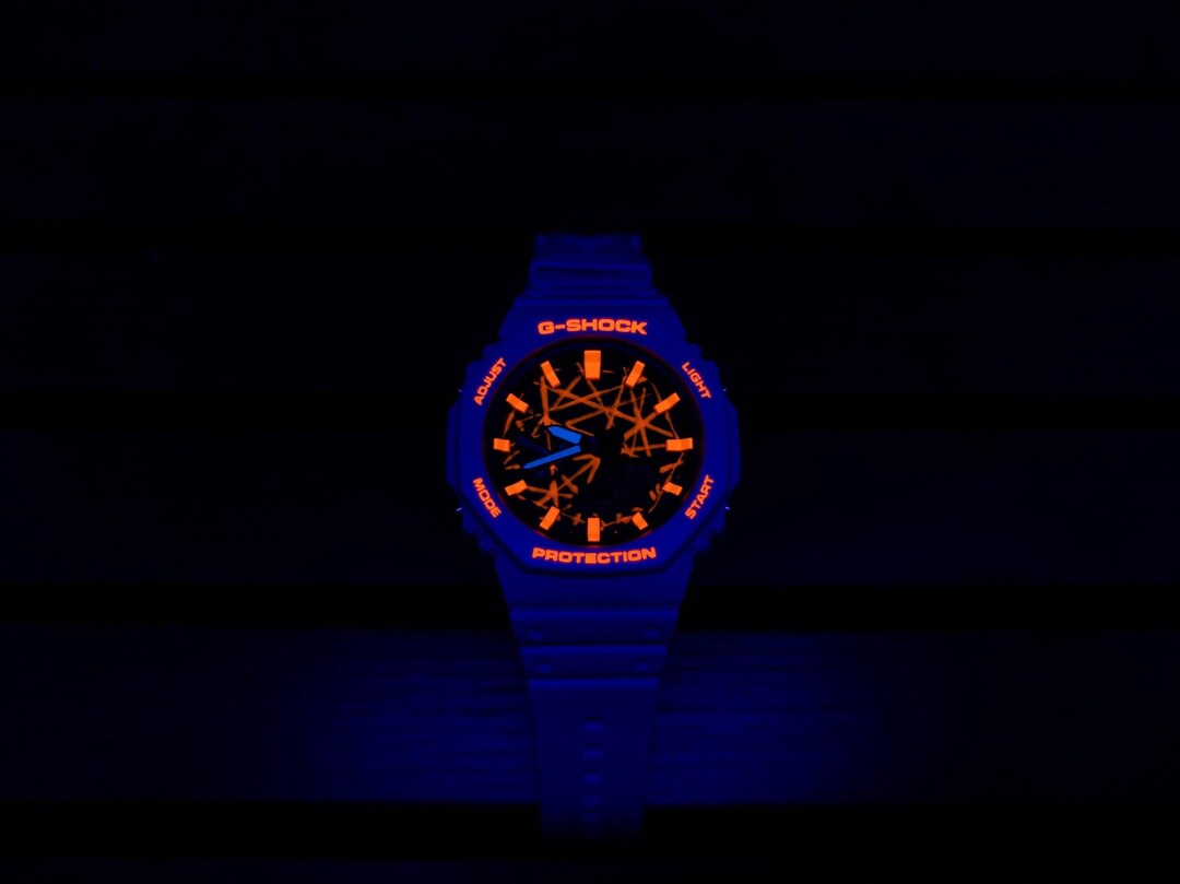 Casio Mod Custom Gshock GA2100 White & UV Orange - High-quality Casioak ...