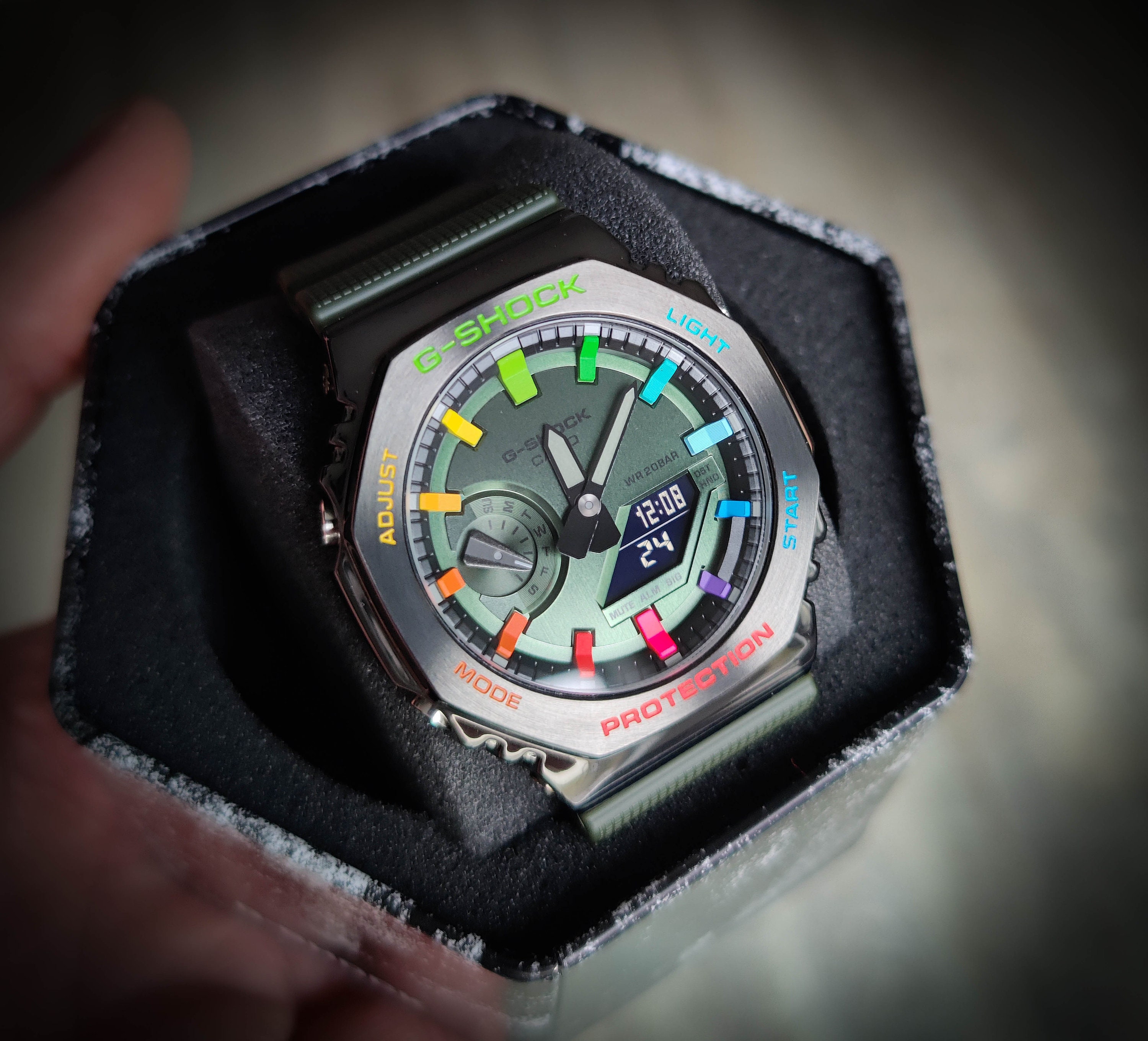 G-SHOCK Casioak Green Steel Rainbow, Casio Steel Rainbow, Casio Metal ...