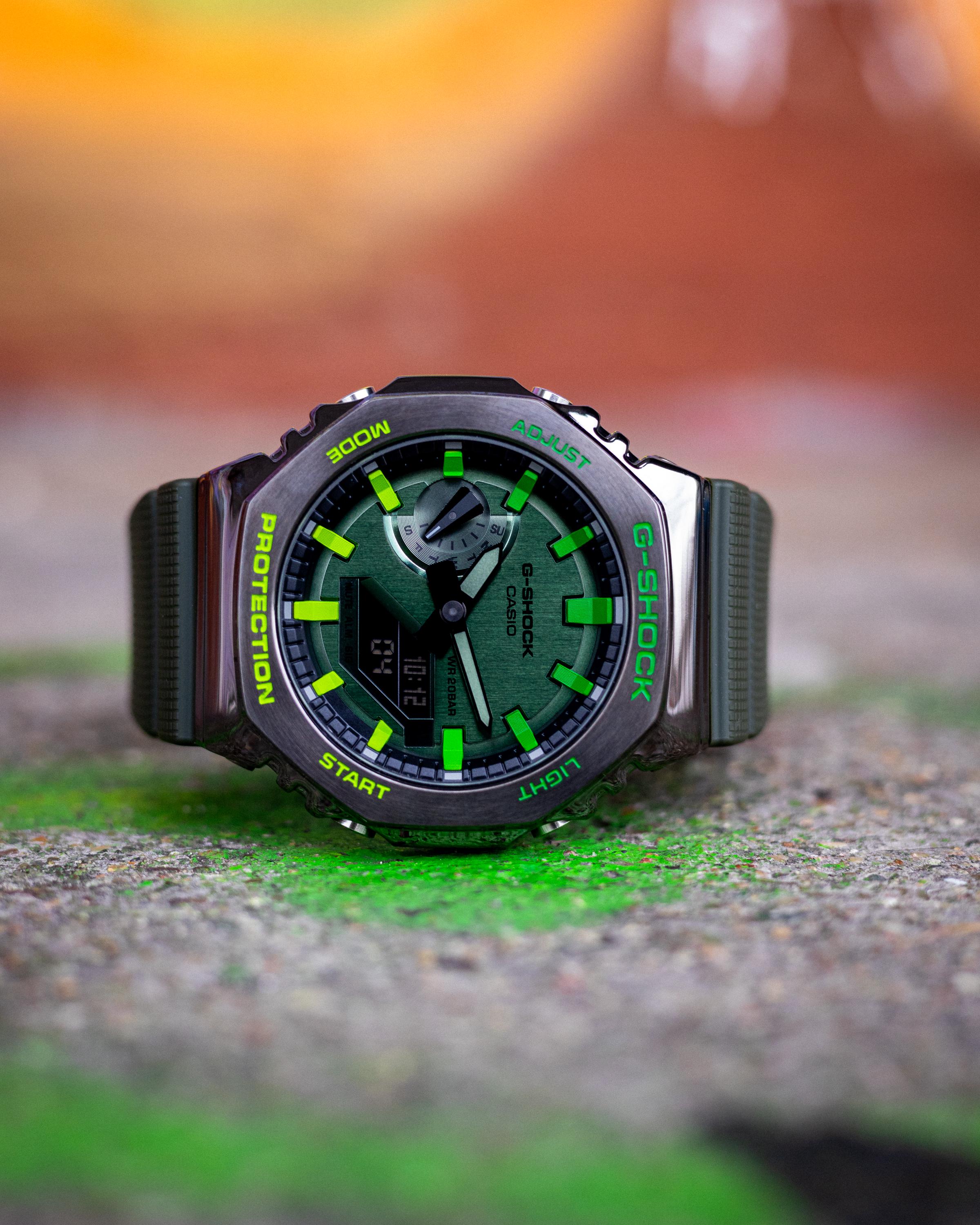 Casio G Shock Steel Green Casioak Mod GM2100 Wrist Watch One Year ...