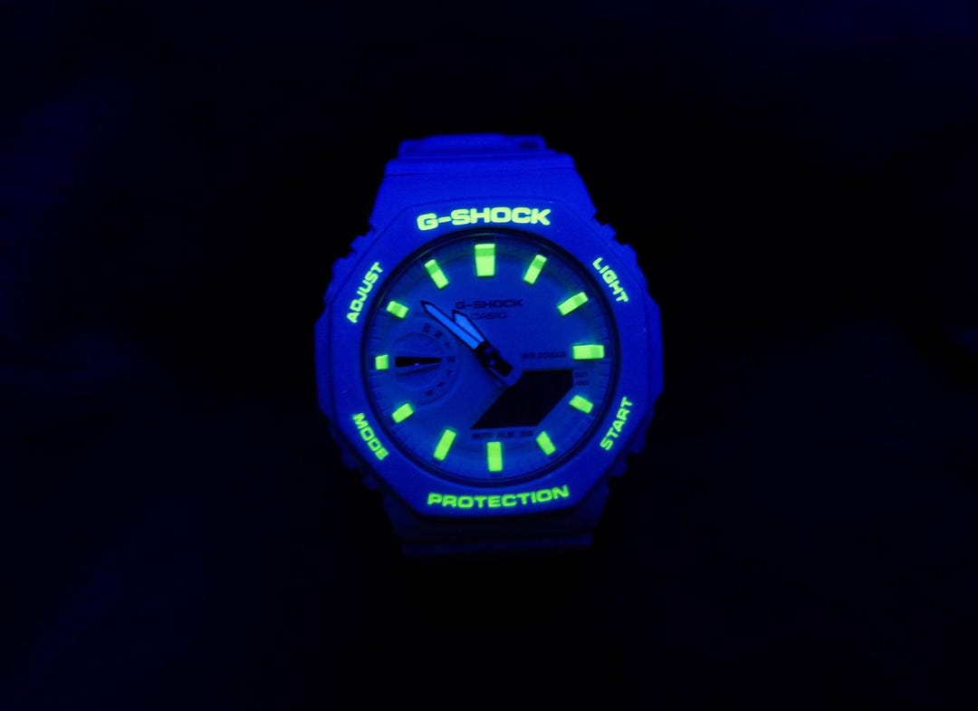 Casioak Mod Yellow Neon UV Reactive Rave Blacklight Glow GMA-2100 Mod G ...