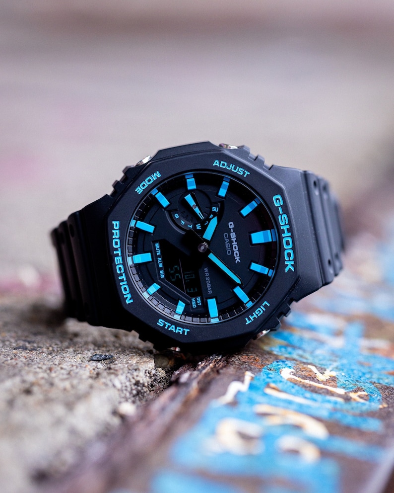 Casio G Shock Black Blue - Casioak Mod Ga2100 - Wrist Watch - One Year ...