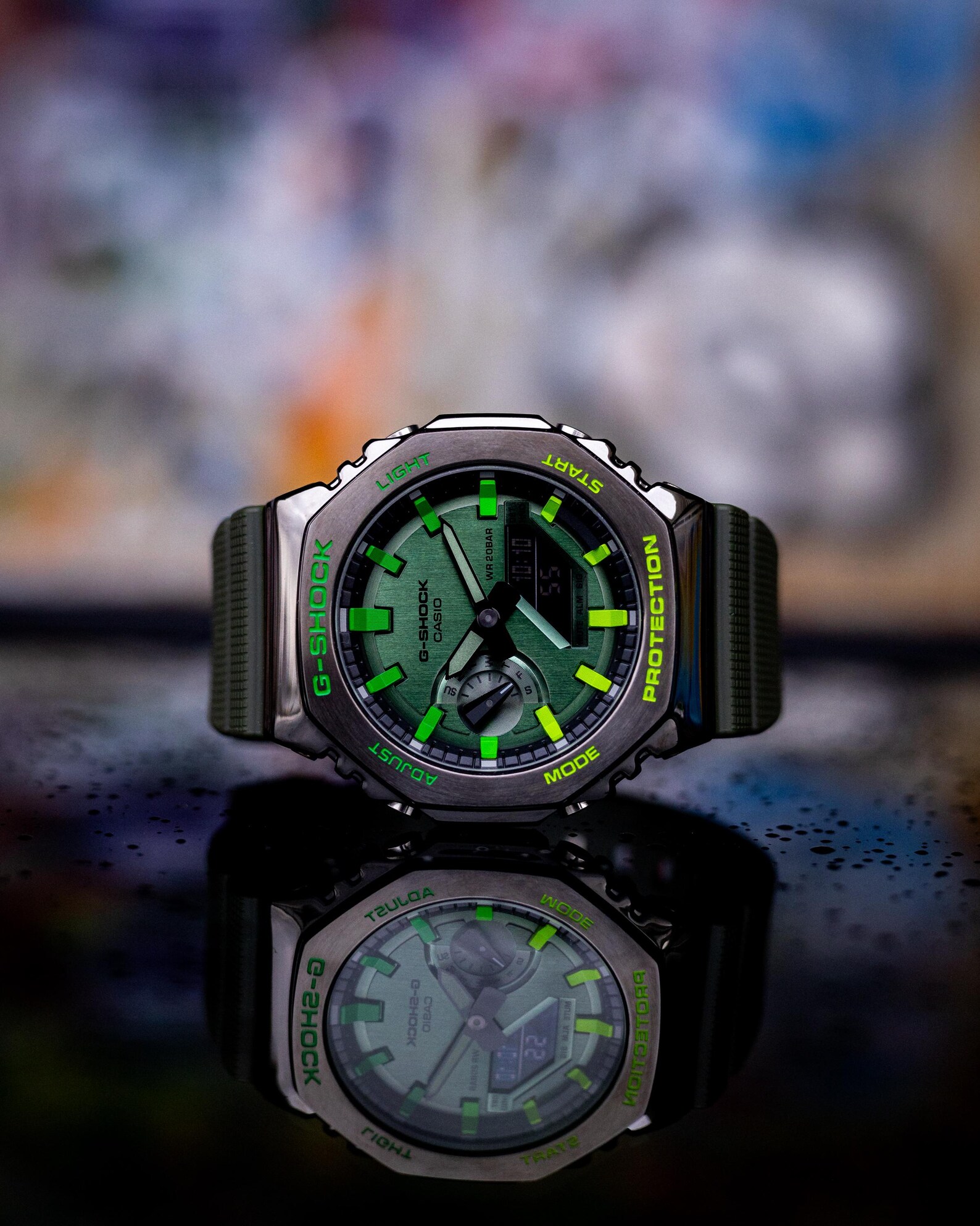 Casio G Shock Steel Green Casioak Mod GM2100 Wrist Watch One Year ...