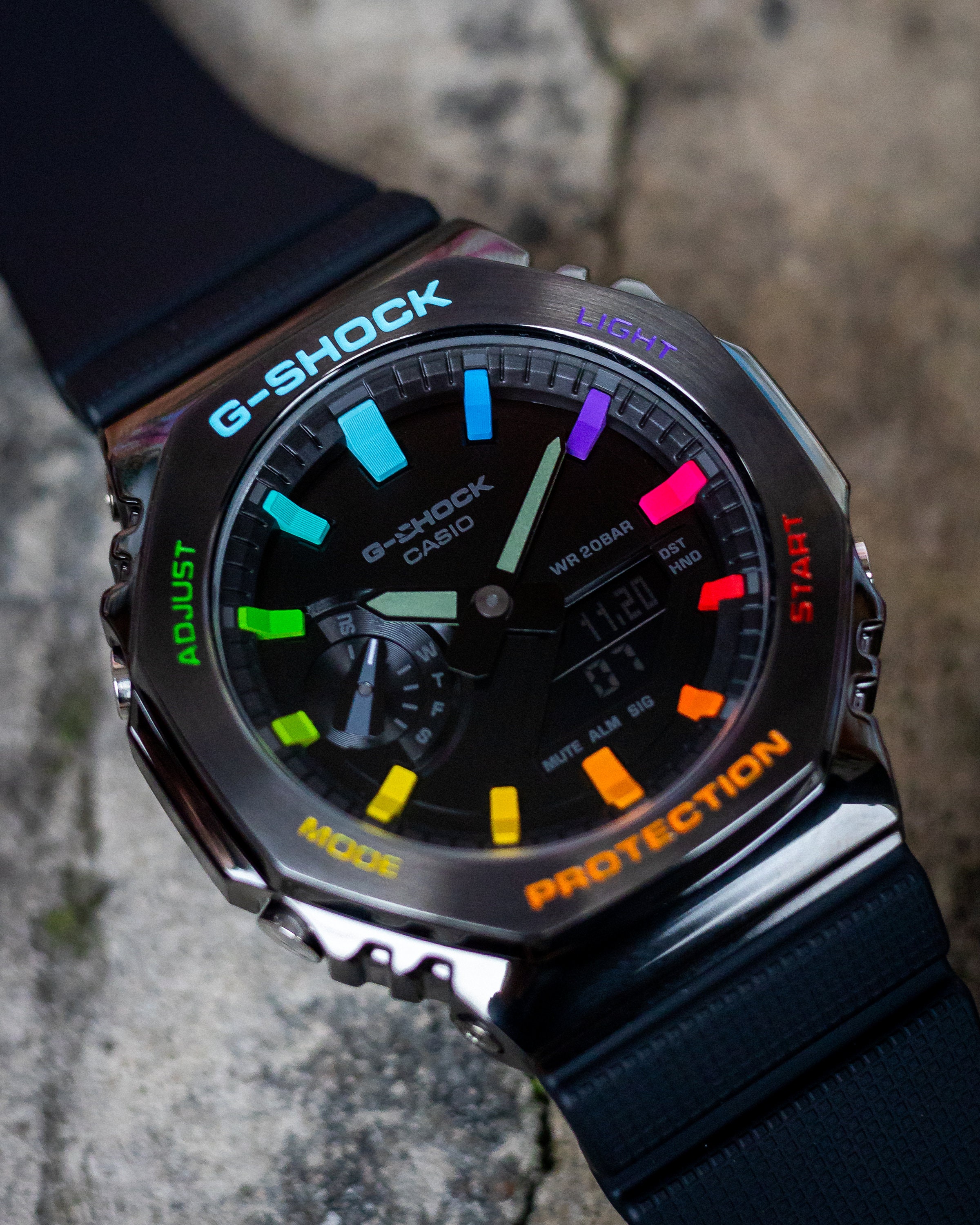 Casio G-shock Black Steel Rainbow Casioak Watch GM-2100 Personalized ...