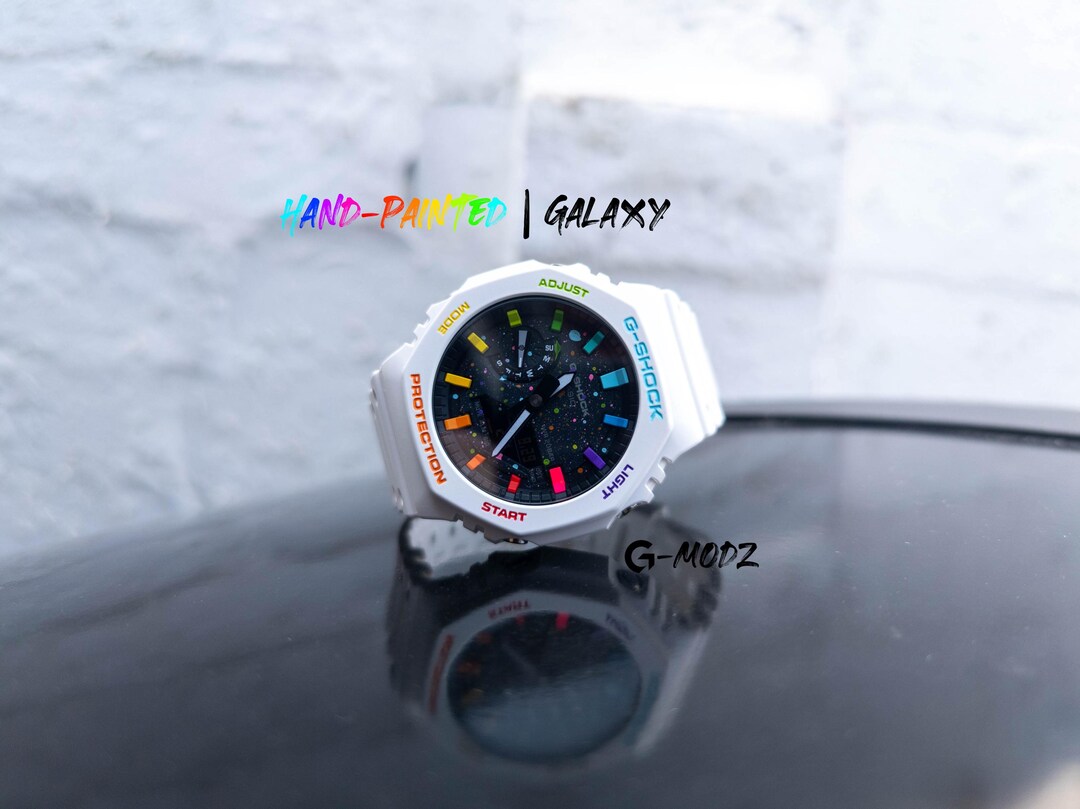 Bespoke Hand-painted Casio G-SHOCK GA-2100 – Rainbow Galaxy | Artist ...