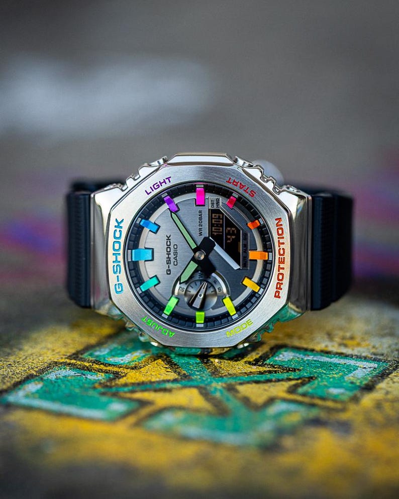 Casio G Shock Steel Rainbow - High Quality Casioak Mod - Hand Painted ...