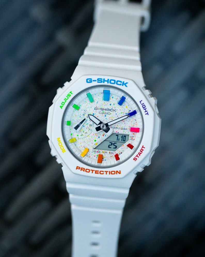 Casio G-shock Casioak Rainbow Splash White GMA-S2100 G-modz High ...