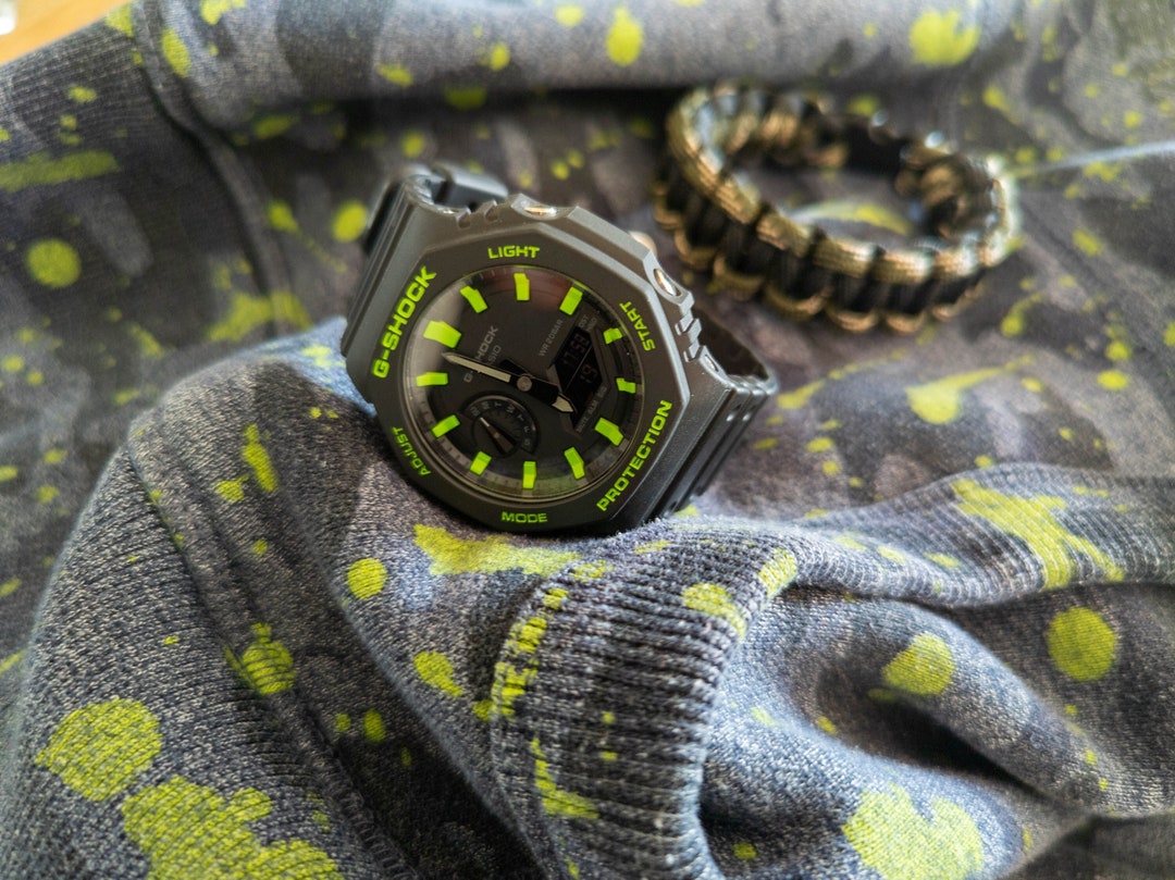 G-SHOCK Casioak Hand-painted Bright Green GA-2100 Mod - Custom Casio ...