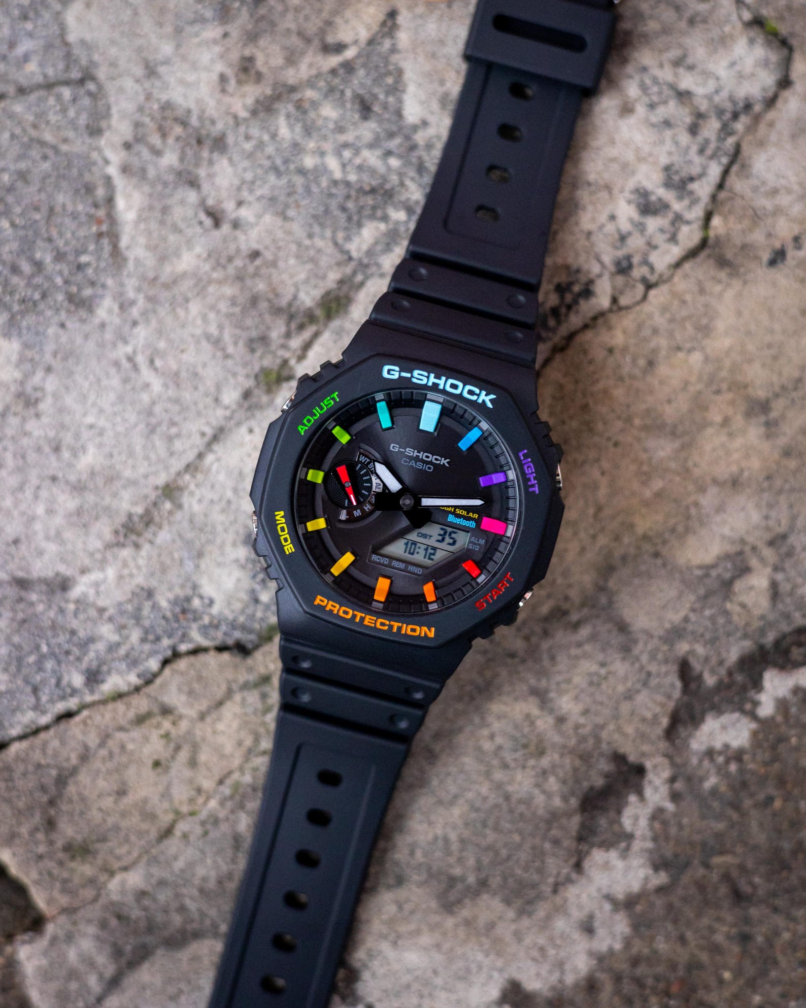 Casio Mod Gshock GA-B2100 Black & Rainbow - High-quality Casioak Mod ...