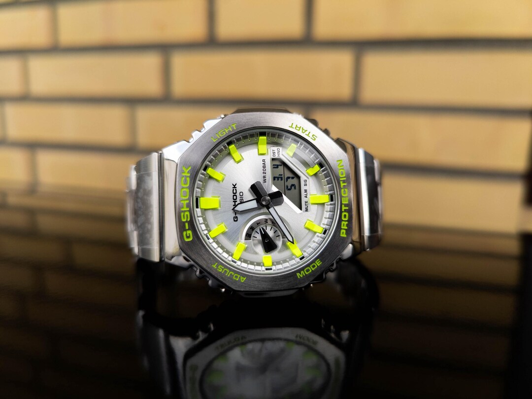 Hand-painted Casio Casioak G-shock Full Steel Neon Yellow Royal Oak ...