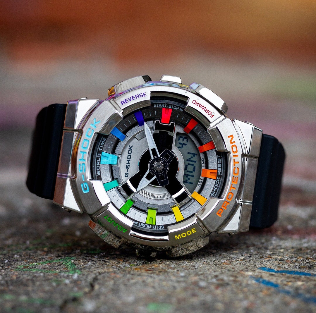 G Shock Steel Rainbow High Quality Casioak Mod Hand Painted Custom ...