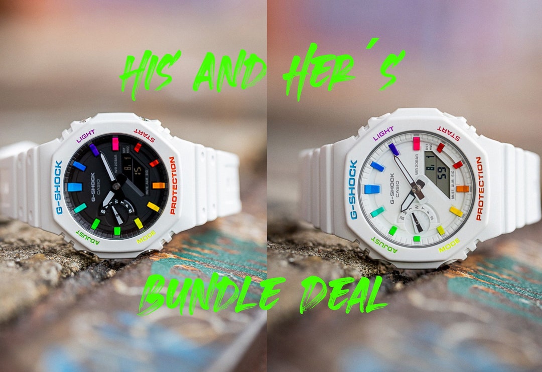 Casio Mod Gshock GA2100 His & Hers Rainbow High-quality Casioak Mod ...