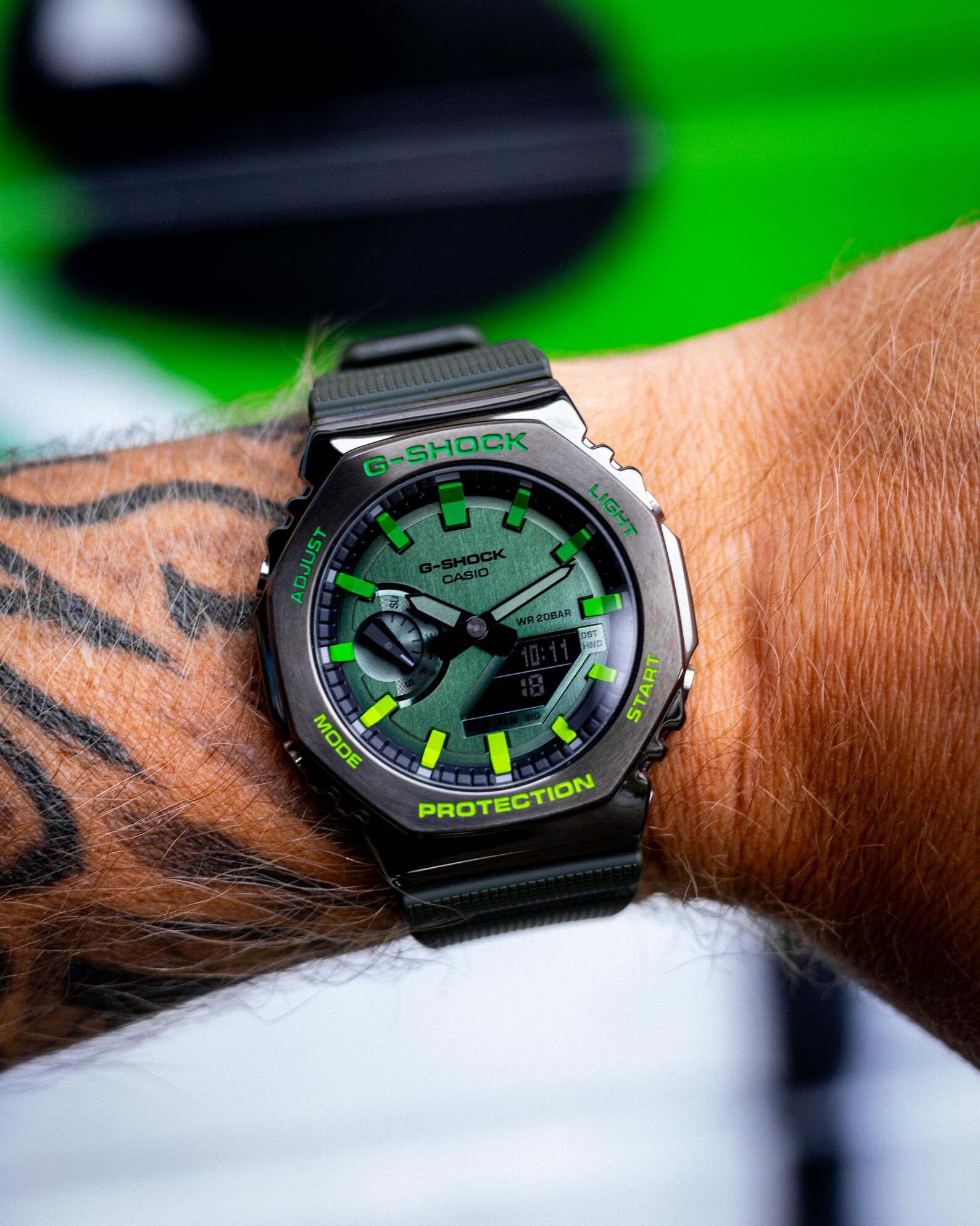 Casio G Shock Steel Green Casioak Mod GM2100 Wrist Watch One Year ...