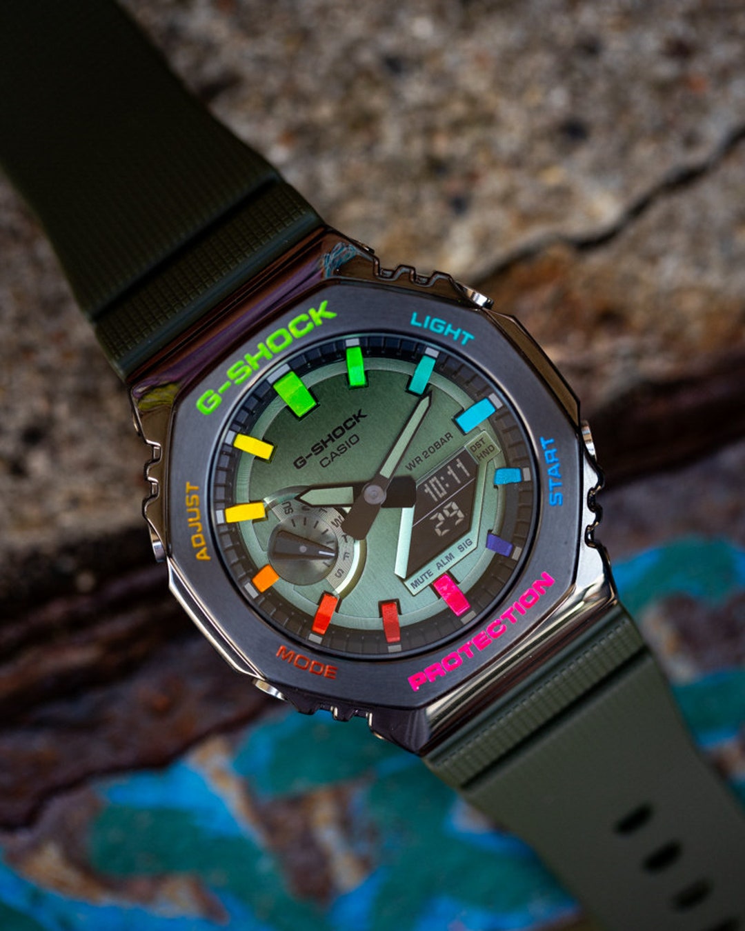 Casio G-shock Steel Rainbow Casioak Gm2100 Wrist Watch G Shock Metal ...