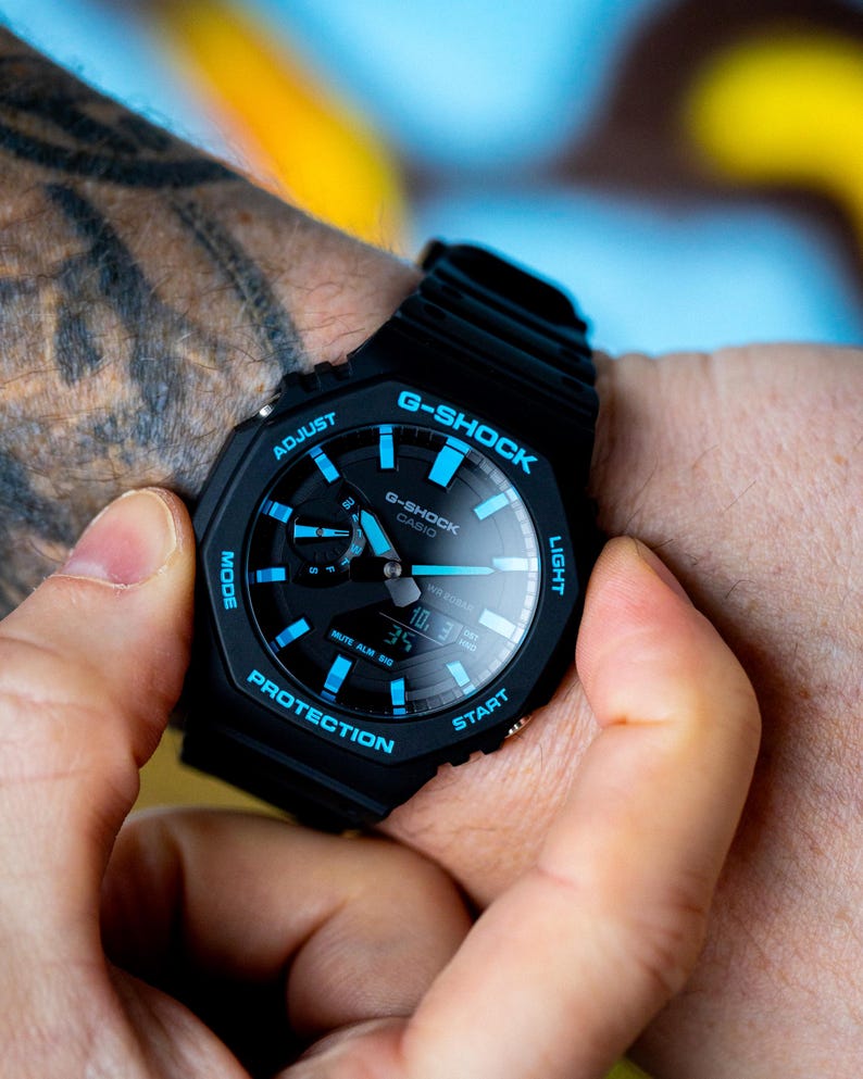 Casio G Shock Black Blue - Casioak Mod Ga2100 - Wrist Watch - One Year ...