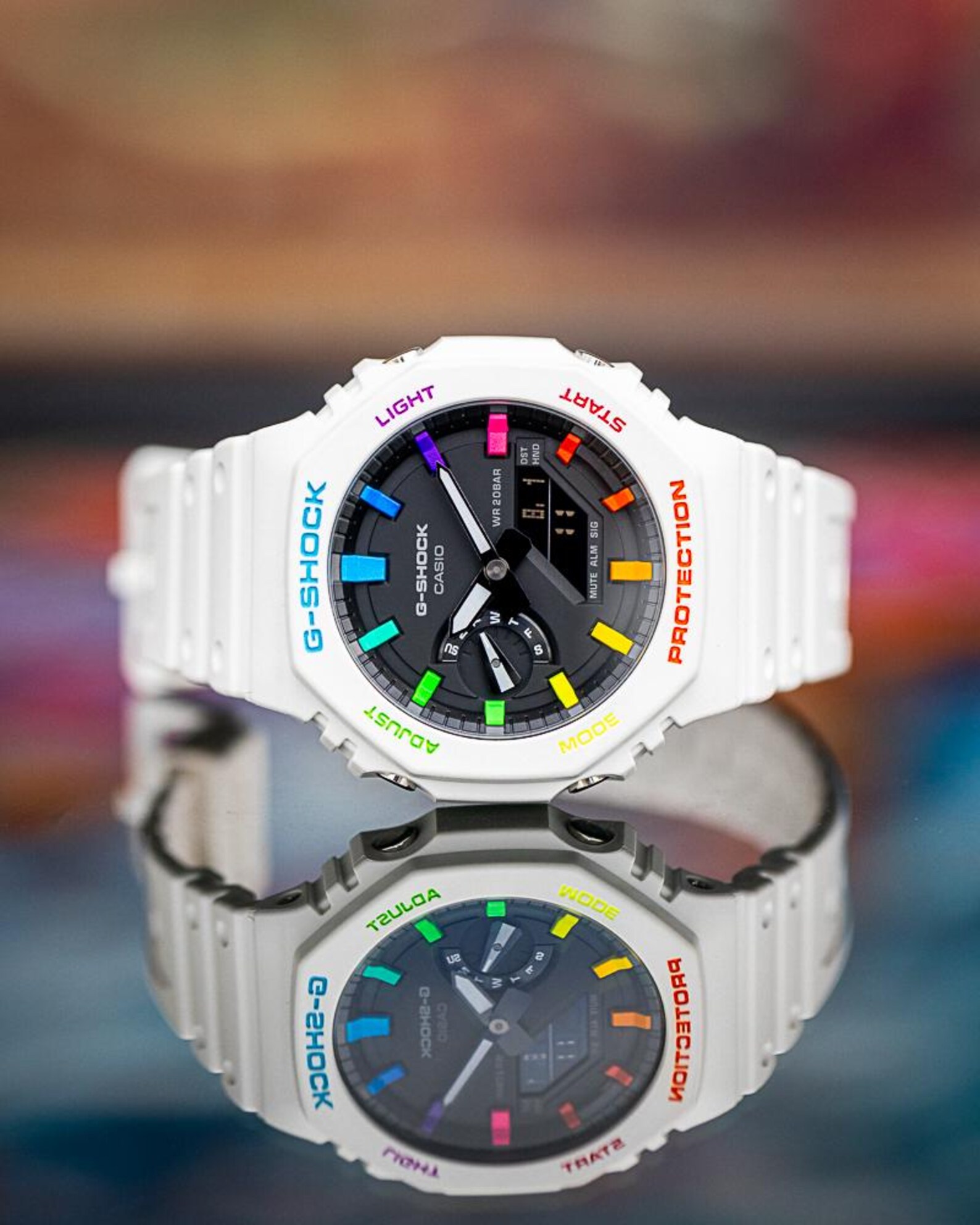 Casio G Shock White Rainbow - Casioak Mod Ga2100 - Wrist Watch - One ...