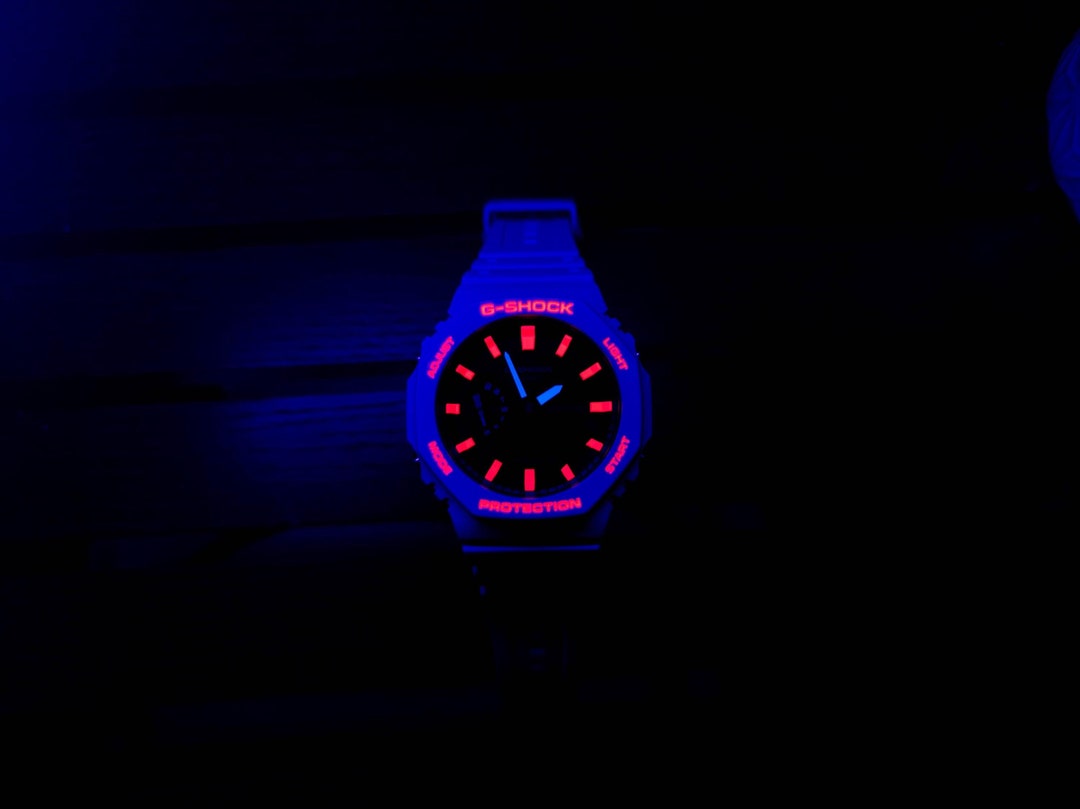 Hand-painted Casio G-shock Casioak Mod Neon Pink Reactive Rave ...